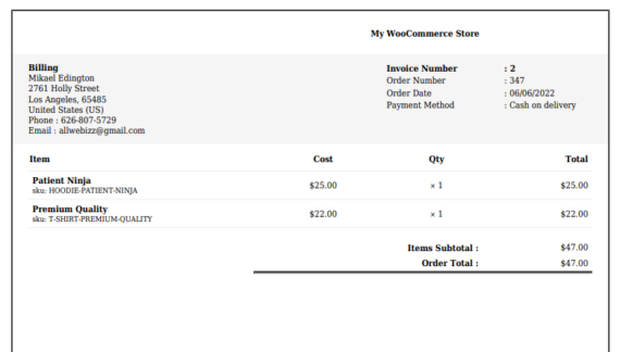 Create Custom Invoices for WooCommerce