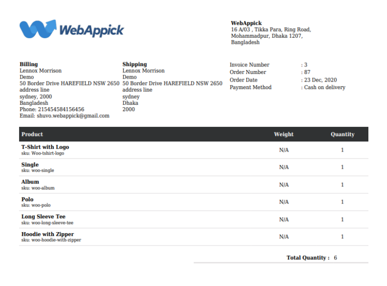 How to Print a Packing Slip in WooCommerce - WebAppick