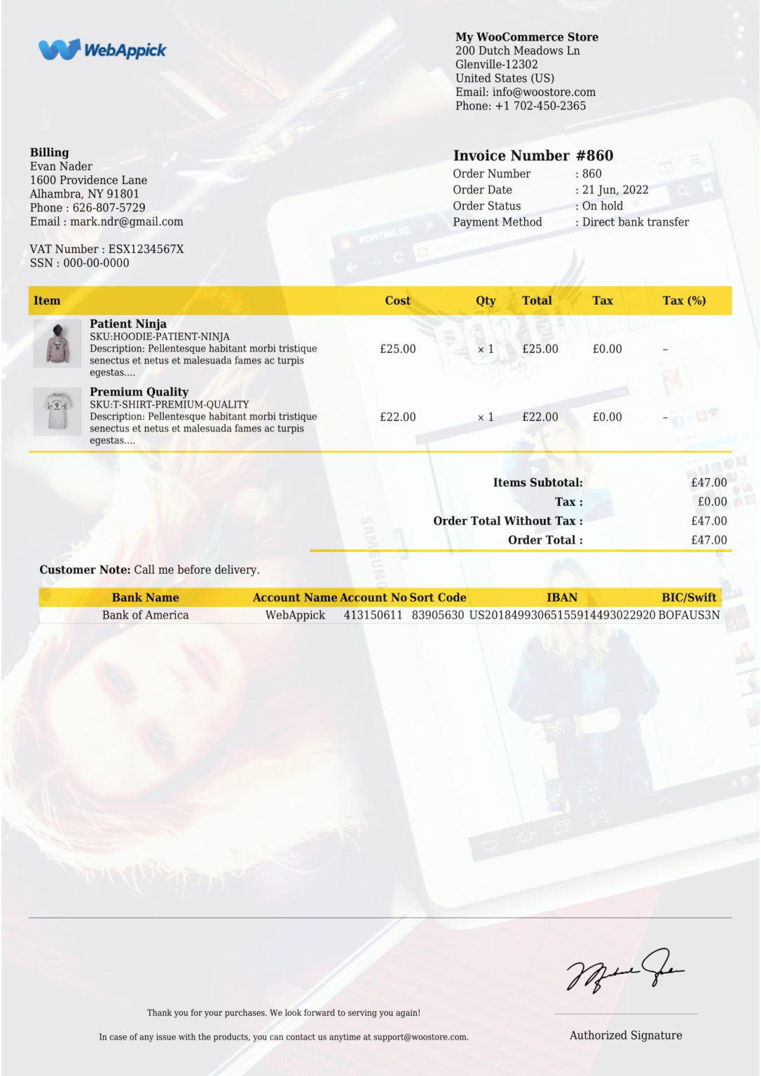 Create Custom Invoices for WooCommerce