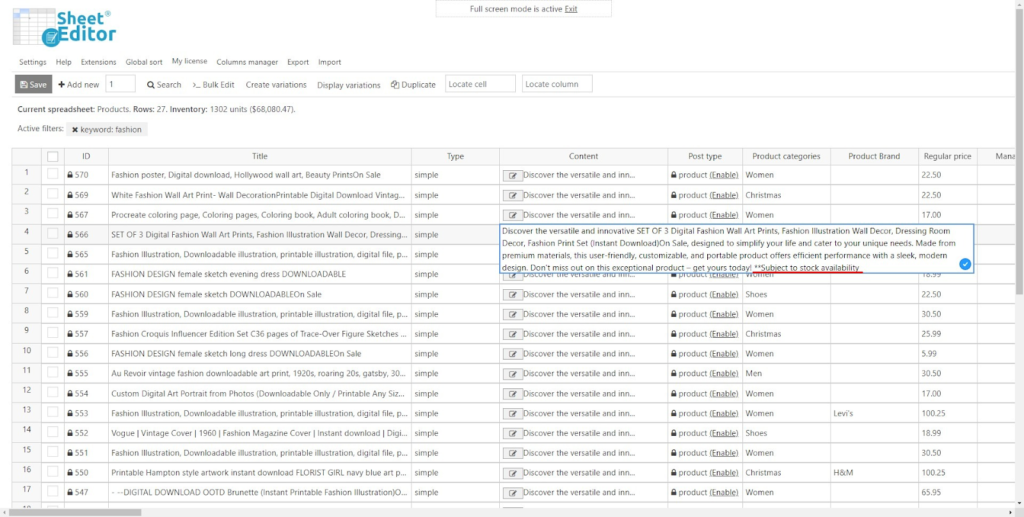 How to Bulk Edit Product Descriptions in WooCommerce