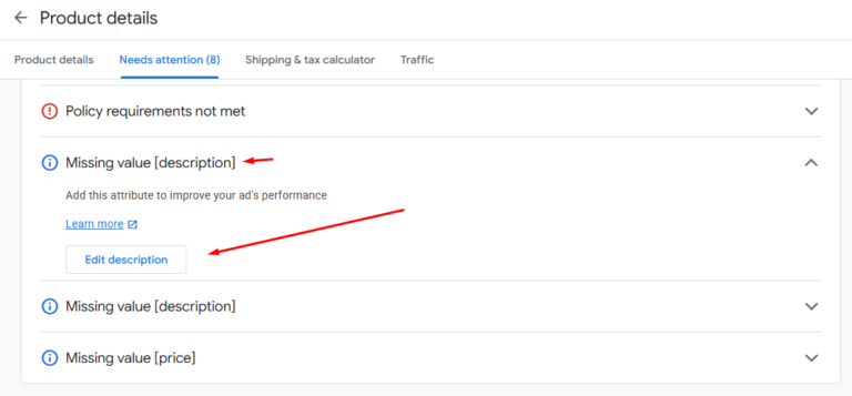 Fix Missing Product Description in Merchant Center