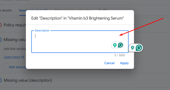 Fix Missing Product Description in Merchant Center